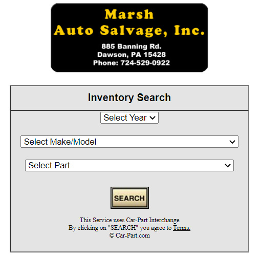 Marsh Auto Salvage | Parts Locator | Search Used Parts Inventory